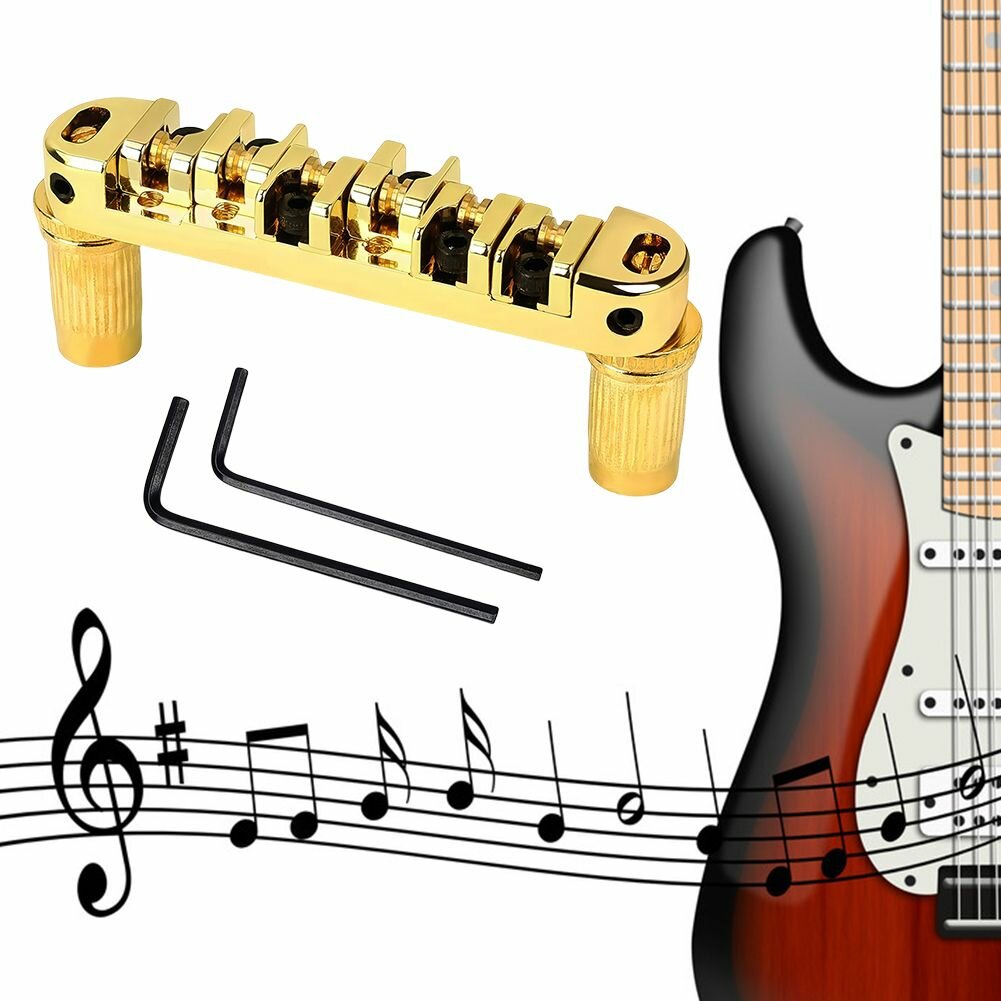 Регулируемый струнодержатель Tune-O-Matic с роликовыми седлами для электрогитары LP/SG, золотой