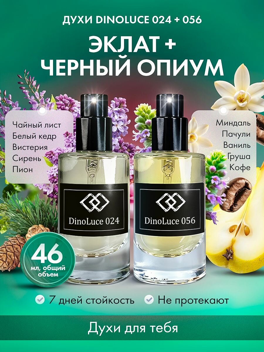 Духи DinoLuce 024 Эклат и 056 Черный Опиум 2 шт по 23 мл