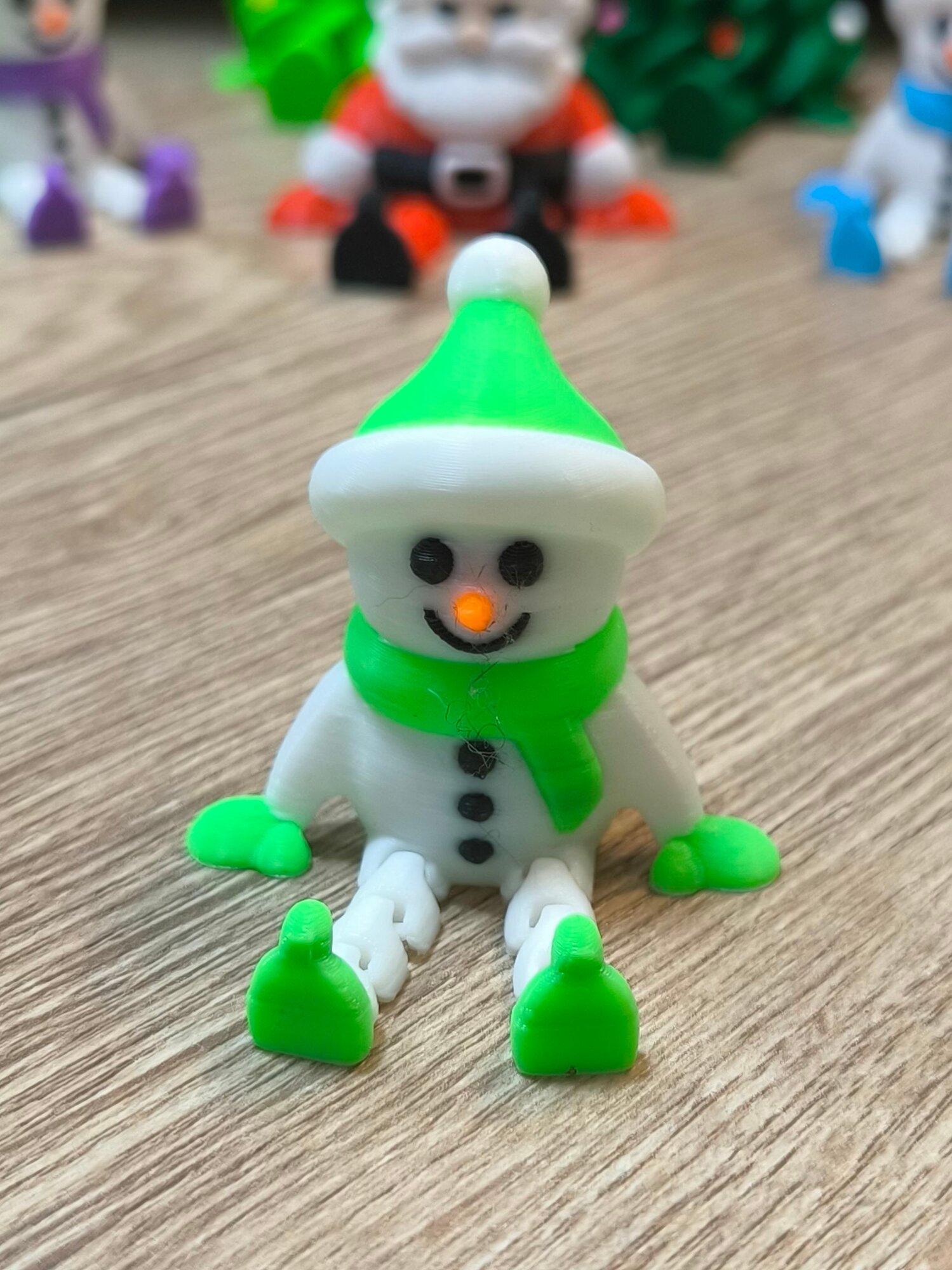 Снеговик с ножками зеленый подвижный 3D печать