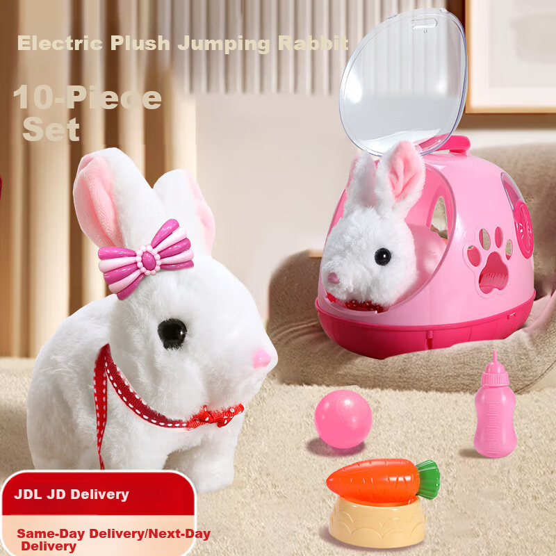 Игровой набор Cawndilla для семейного ролевого поведения для девочек 3-6 лет реалистичная электрическая плюшевая кролик