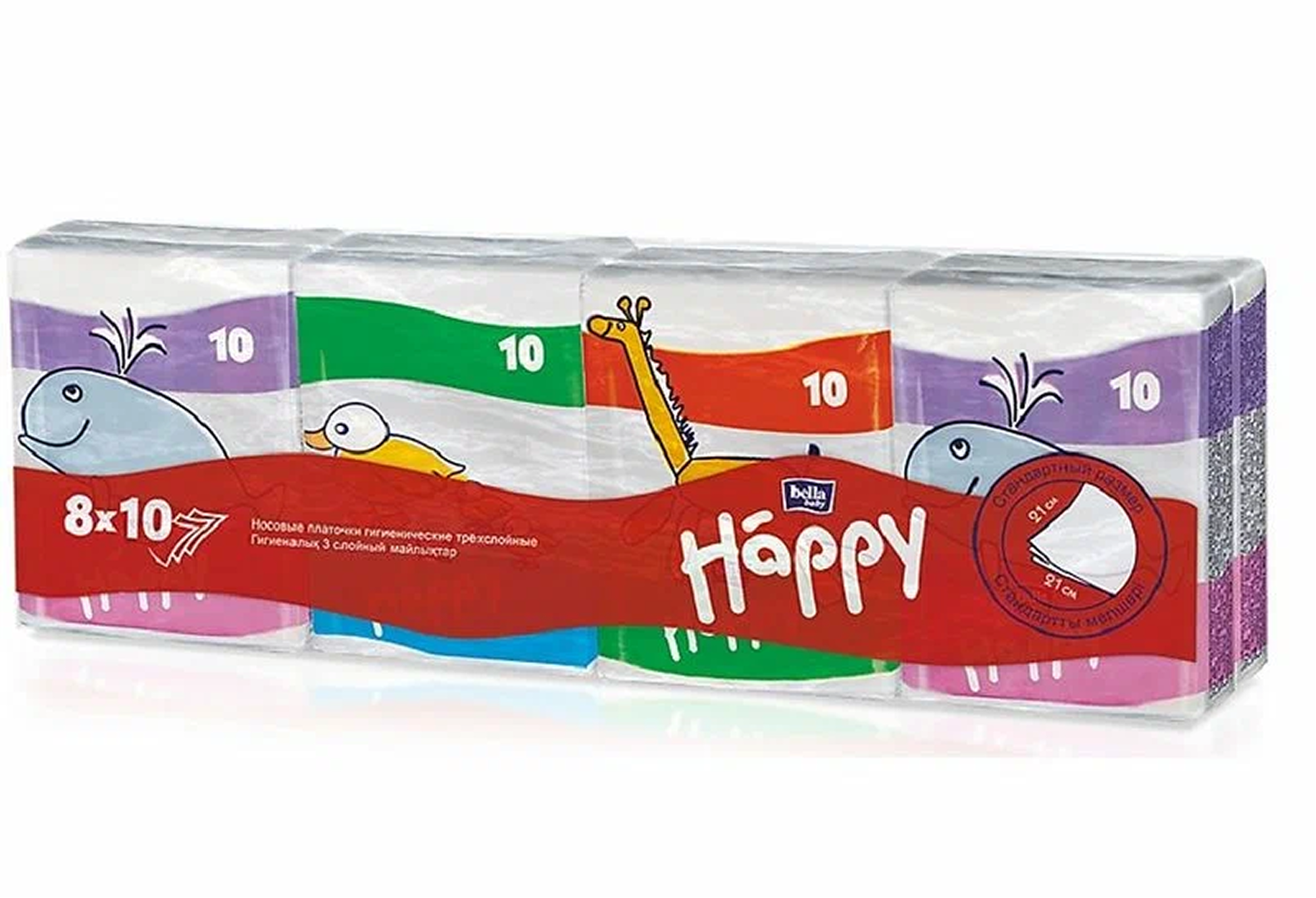 Белла baby Happy Платочки носовые звери 8шт х 10упак