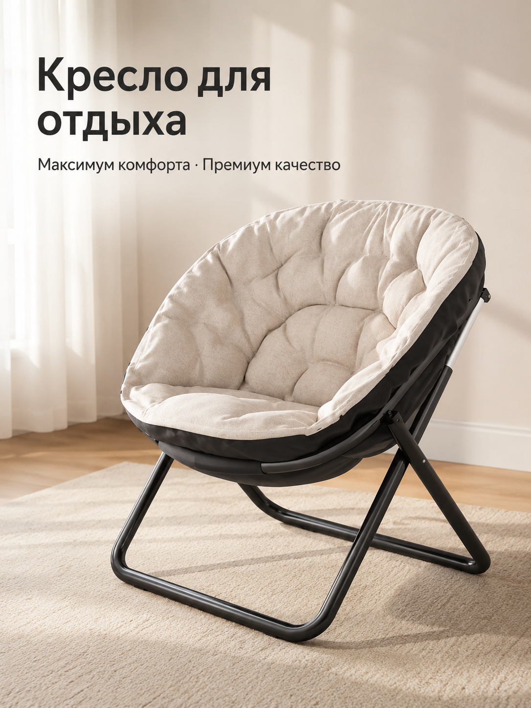 Складное кресло-кровать для отдыха, бежевый, велюр, прочная конструкция, для комнаты общежития