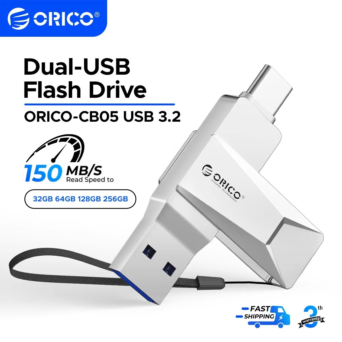 ORICO CB05 USB 3.2 флешка 2-в-1 256GB