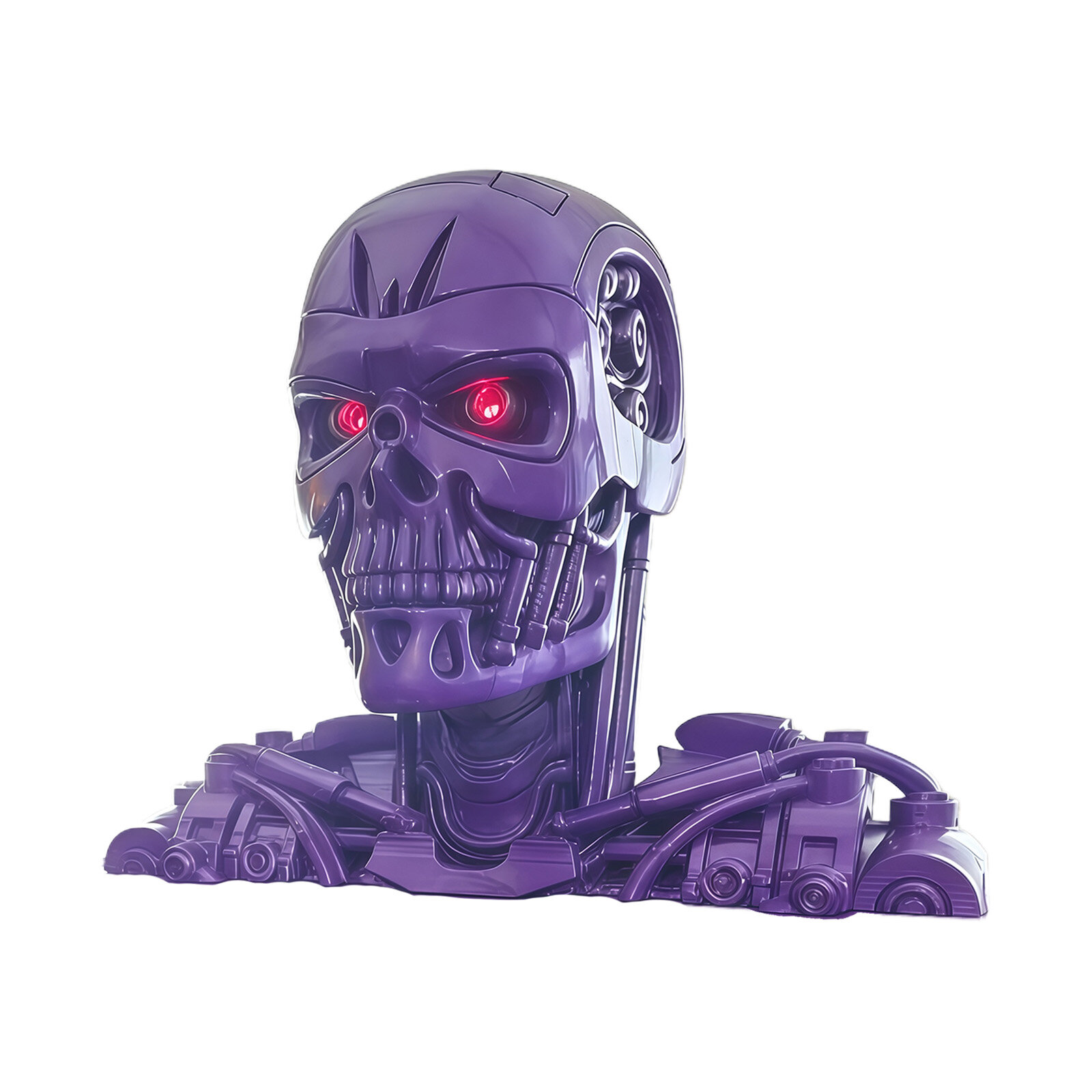 3D-печатная скульптура бюста робота T800 со светящимися