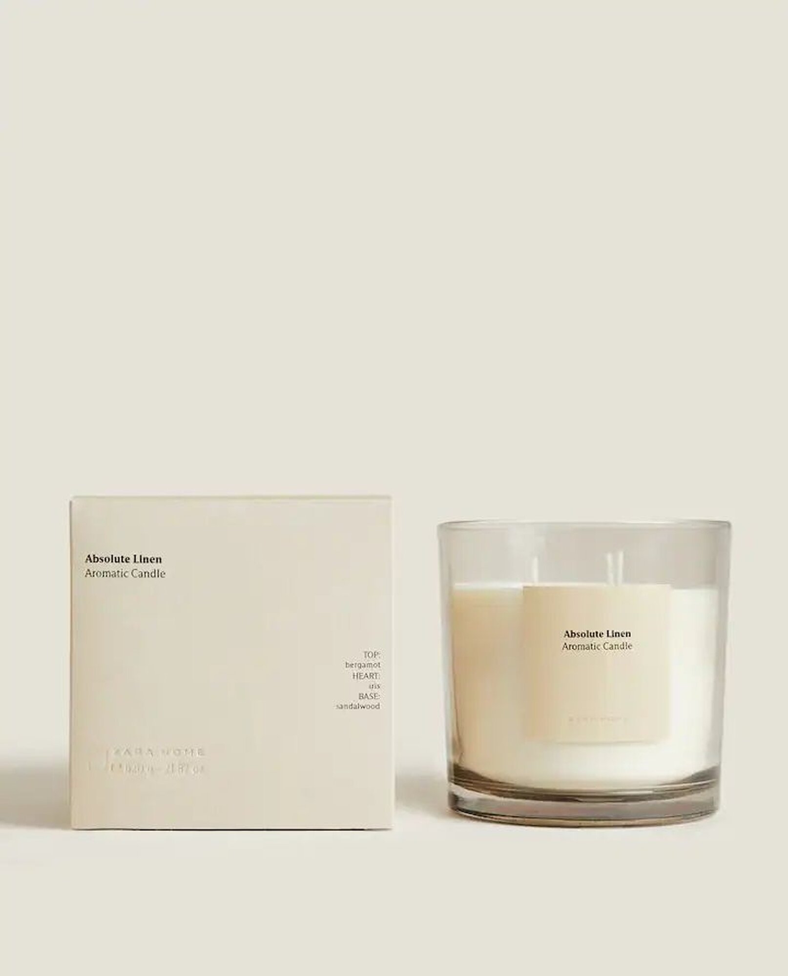 Ароматическая Свеча ABSOLUTE LINEN (620 Г) Бежевый 12 x 12 x 12 cm, ZARA HOME, 8436/705