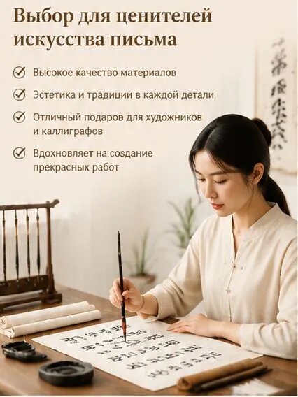 Маркер Брашпен, 2 шт, кисти для китайской каллиграфии, черные, бамбук — фото 1
