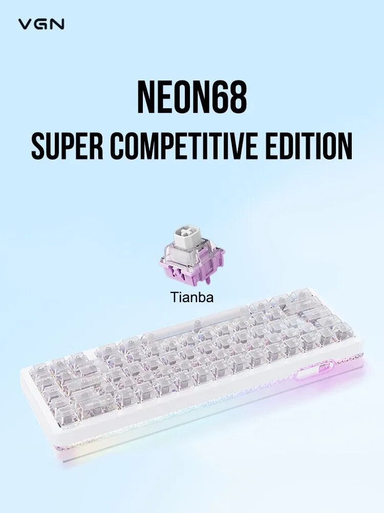 VGN Игровая клавиатура проводная Neon 68 Super Competitive Edition, Английская раскладка, слоновая кость