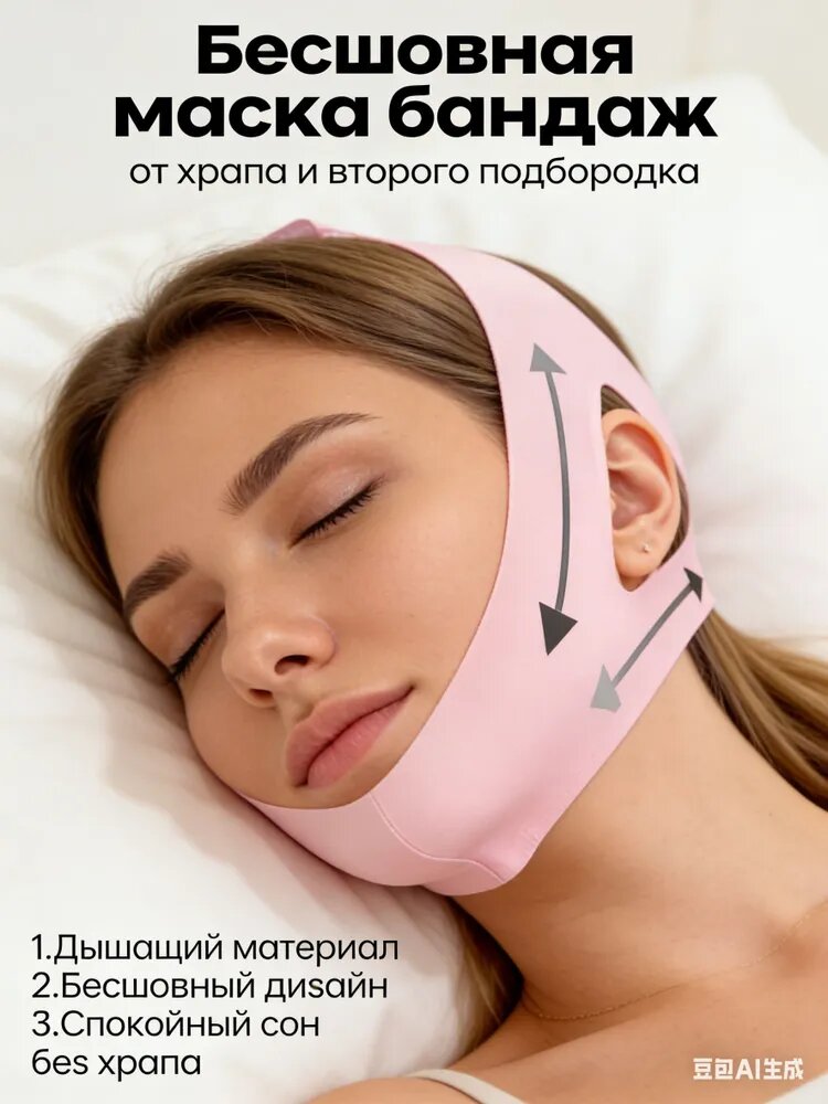 Бесшовная маска бандаж от храпа и второго подбородка