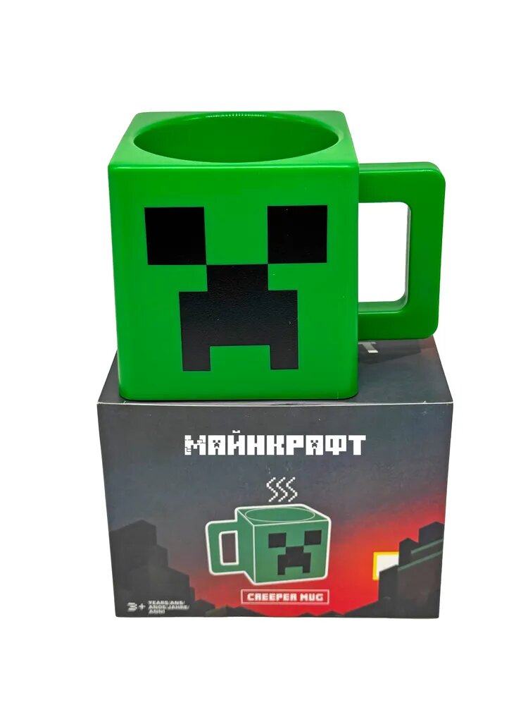 Фирменная кружка Майнкрафт/Minecraft. Крипер (пластиковая, 290 мл)