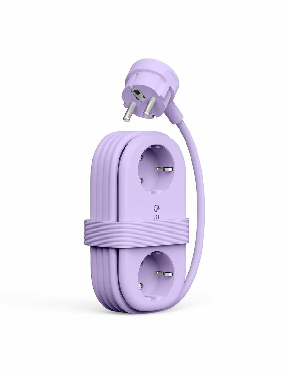 Удлинитель NTONPOWER GaN 65W с плоской вилкой и органайзером кабеля, 2 розетки + 4 USB (2C+2A), кабель 1.6м для дома, офиса и круизов, Фиолетовый плоская вилка органайзер кабеля 2 розетки 4 USB 1.6м фиолетовый