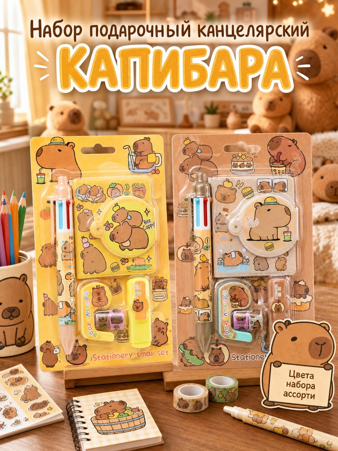 Набор подарочный канцелярский детский "Капибара"