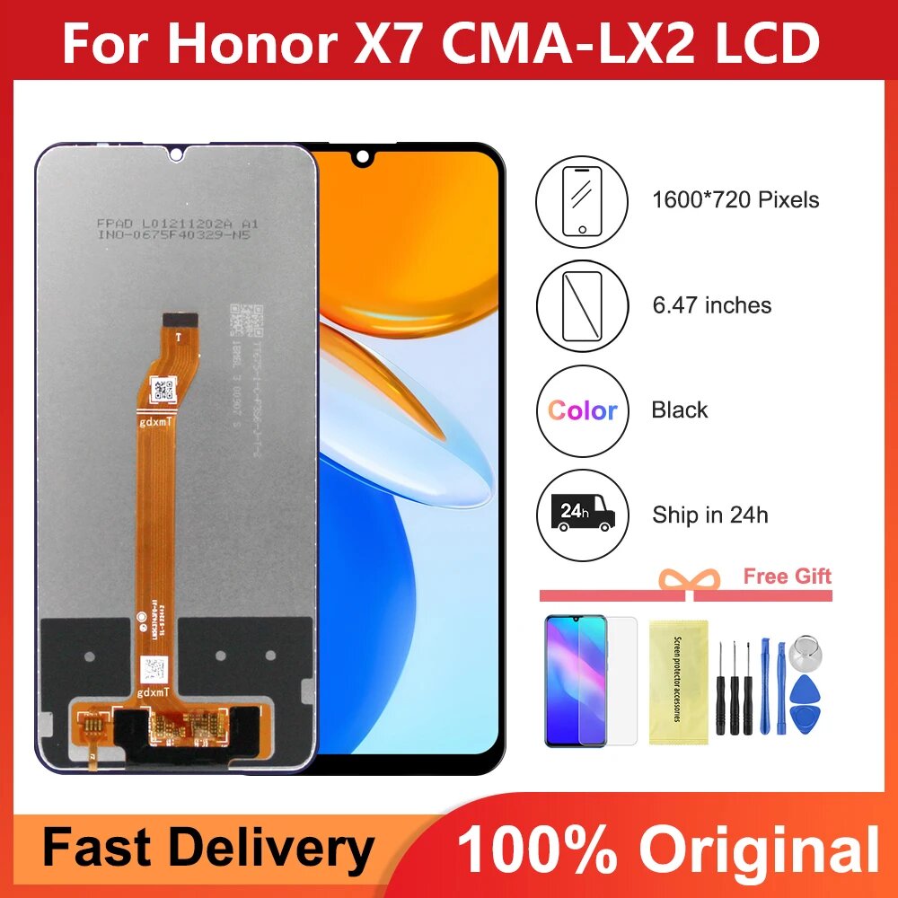100% тест 6,74 'для Honor X7 ЖК-дисплей сенсорный экран с рамкой дигитайзер для Black No Frame