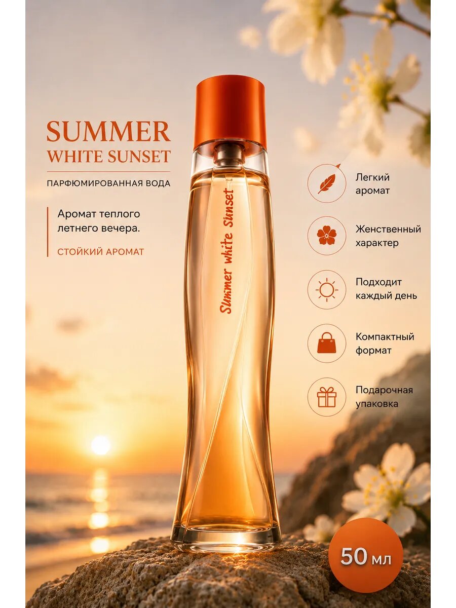 Туалетная вода Avon "Summer White Sunset", женская, фруктово-цветочная, 50мл