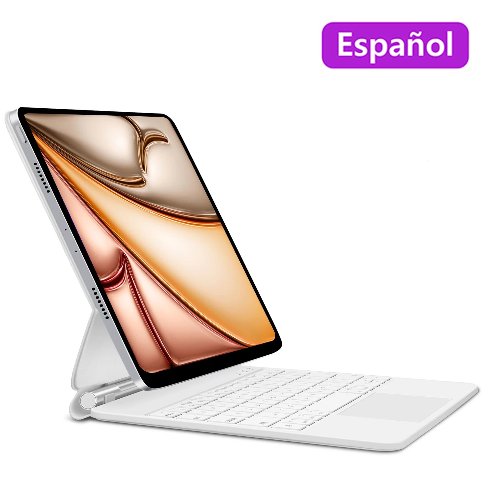 GOOJODOQ Чехол-клавиатура для iPad Pro 13/11 дюймов и iPad Air 5/4 Air 6 11 inch 2024, Spanish White