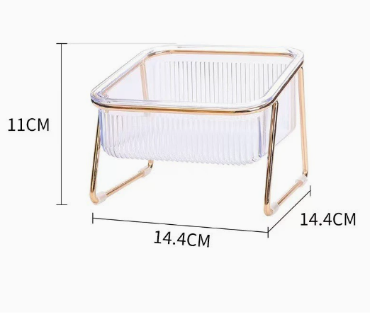 Миска для домашних животных, 14,4x14,4x11 см, 1 тарелка, железная рама, золото