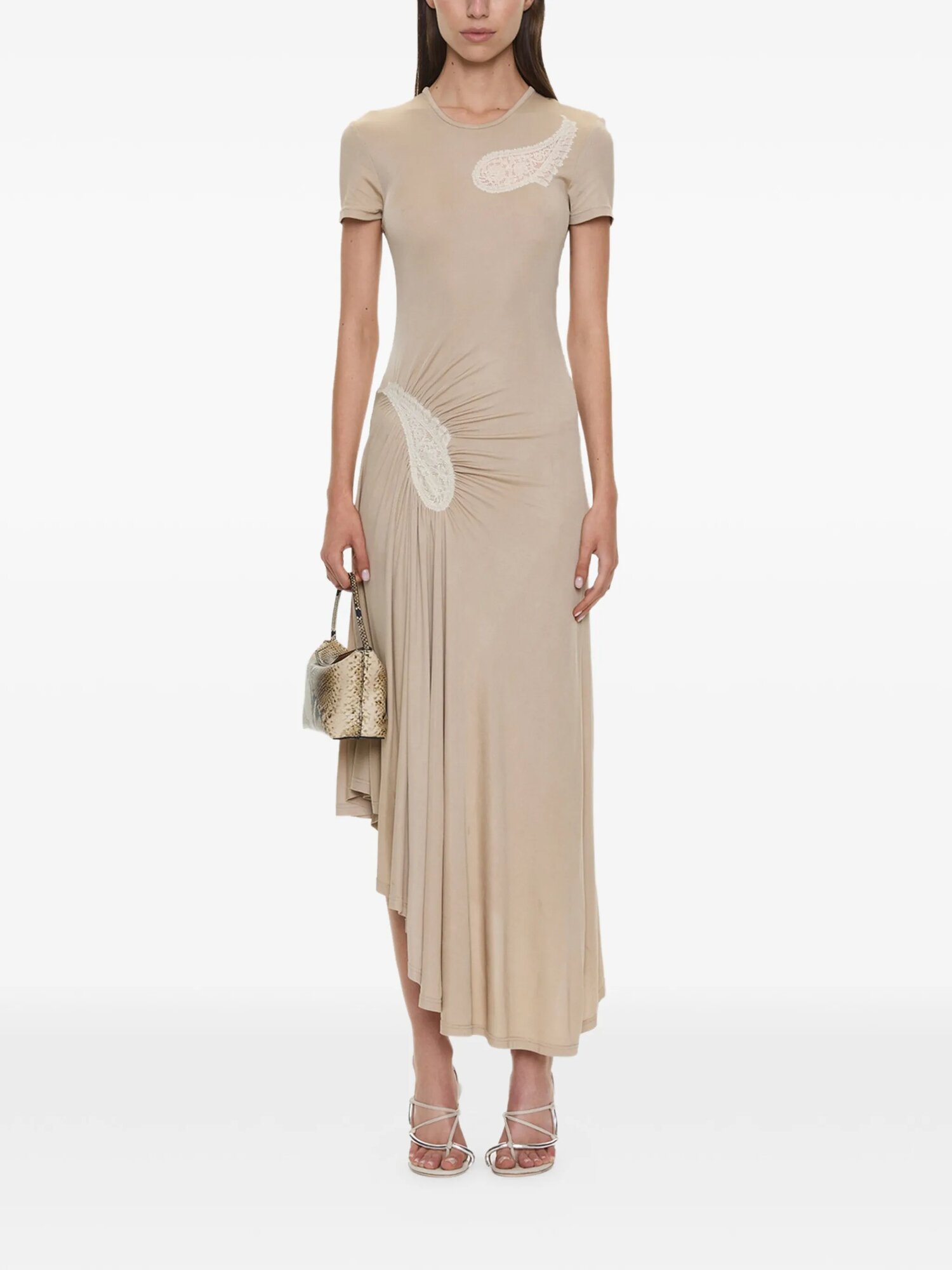 Платье Paisley lace-insert ribbed asymmetric dress