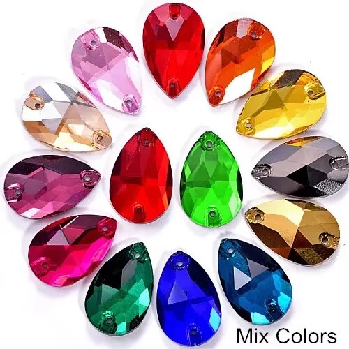Стразы OLeeya капля стеклянные для декора 7x12mm---36pcs, Mixed Colors