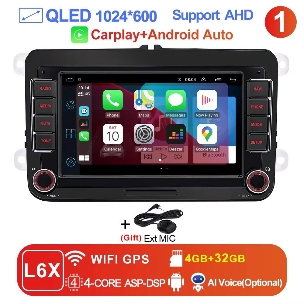 2 Din Android авто радио мультимедиа Carplay GPS стерео для VW Volkswagen Skoda L6X(4-32GB)-0