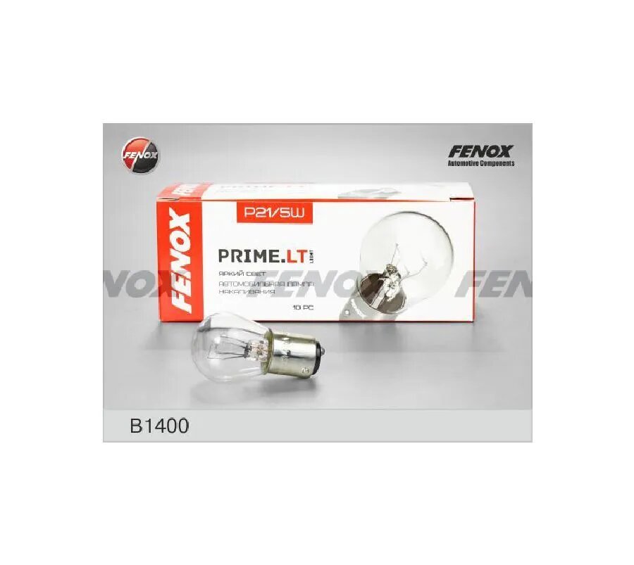 Лампа накаливания сигнальная P21/5W BAY15d 12V 21/5W PRIME.LT картон цена за 1шт, FENOX B1400