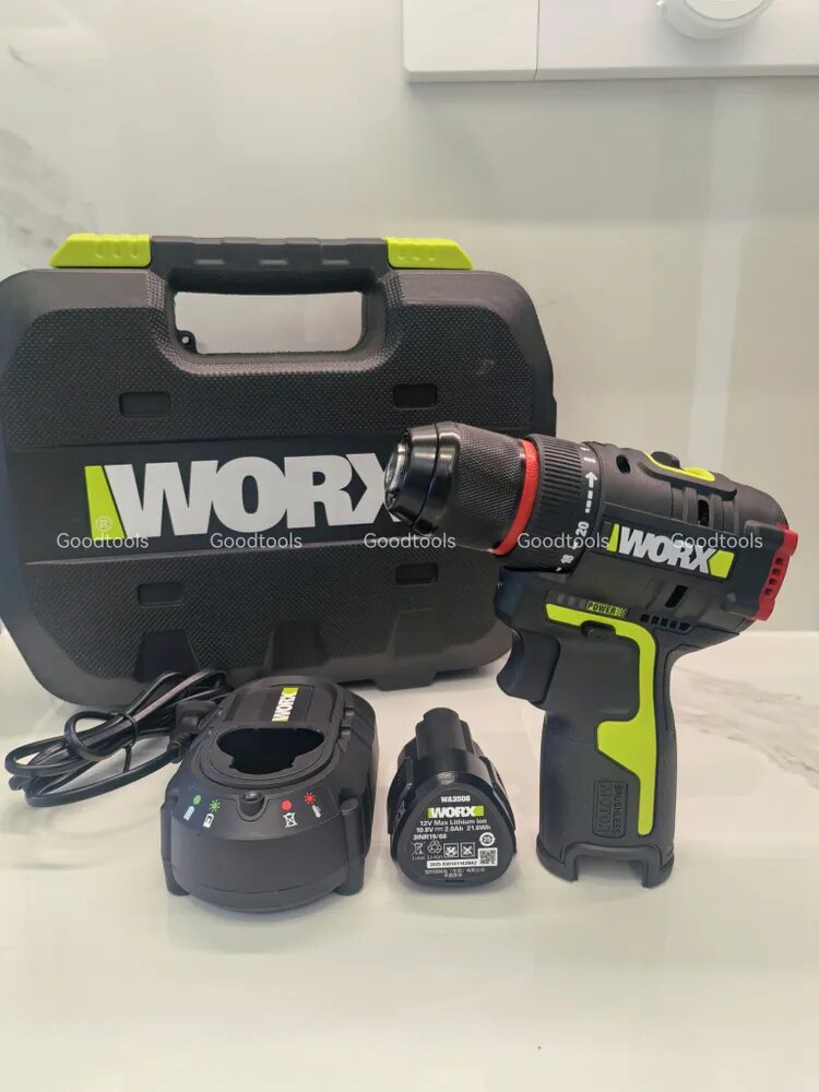 Бесщеточная литий-ионная дрель Worx Шуруповерт WU130X 40 Н м 2.0 А ч (1 аккумулятора + ЗУ)