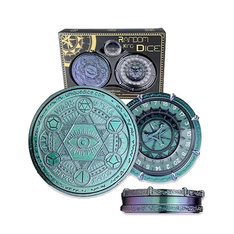Набор металлических игральных костей Random King Dice Spinner 7 в 2 с Dual-Spin колесами Уникальный спиннер для ДнД Подарок для D&D, Warhammer, НРИ Цинковый сплав