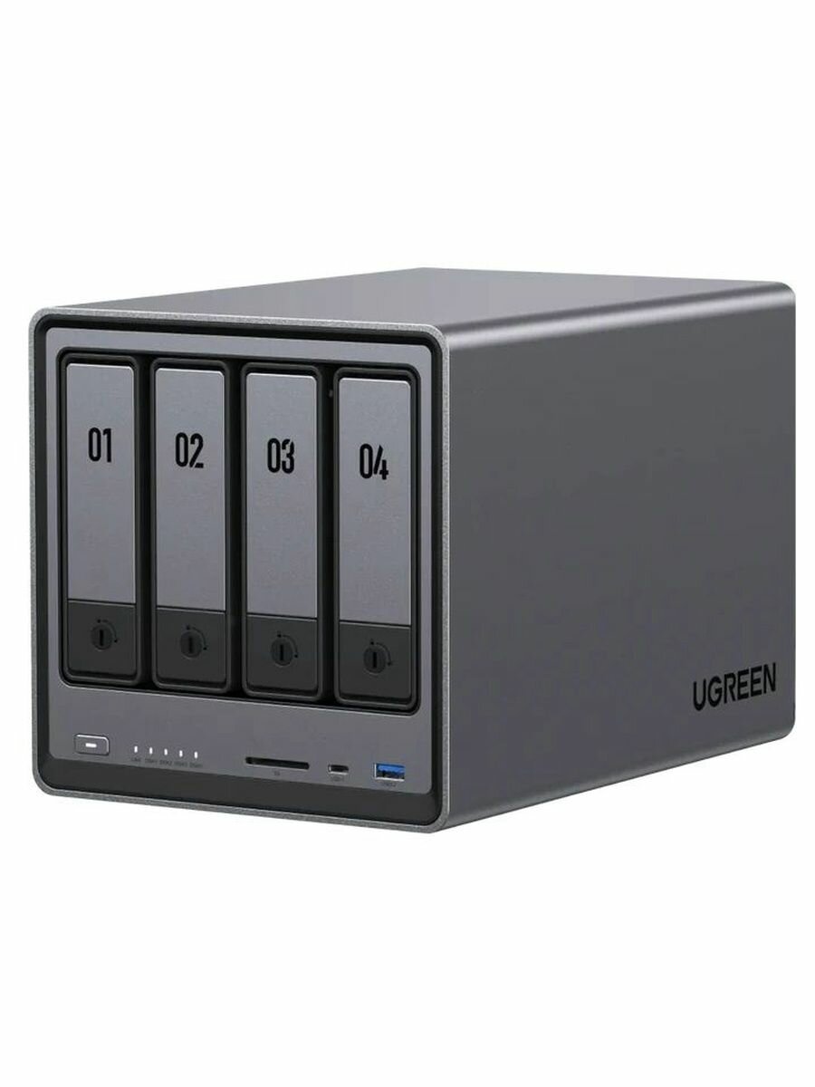 Сетевой накопитель Ugreen DXP4800, оснащённый 4 слотами и 16 ГБ оперативной памяти, относится к категории премиумрешений.