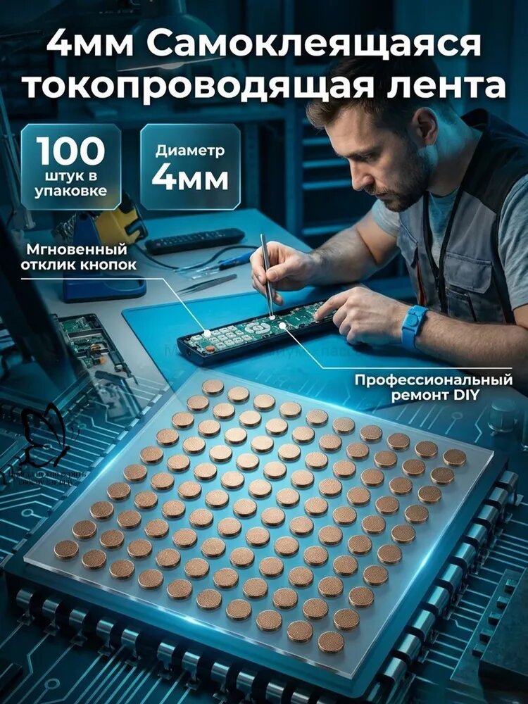 Круглые токопроводящие наклейки 4мм для ремонта