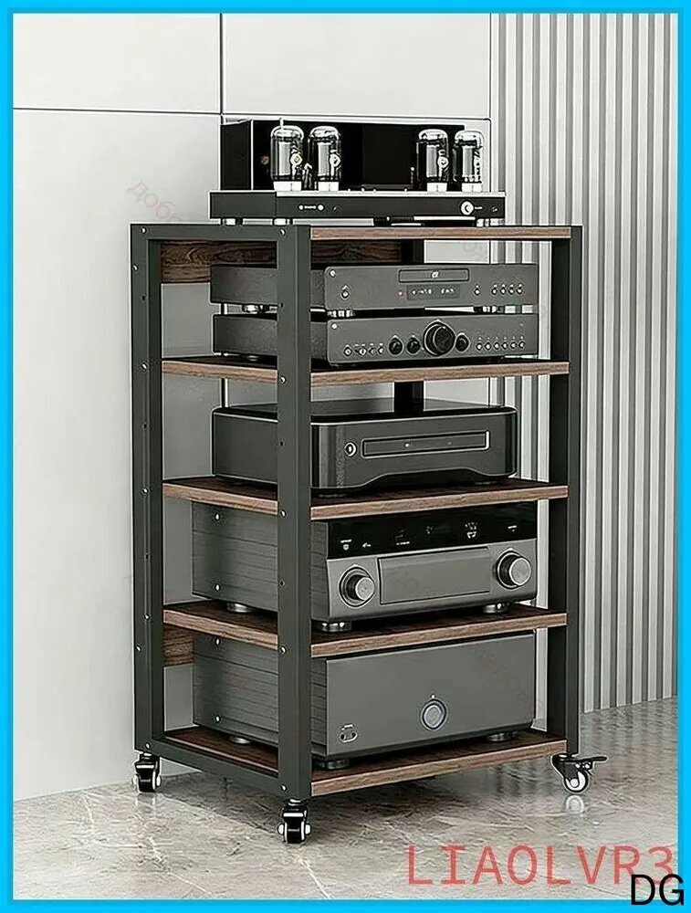 Стойка Для Hi Fi Аппаратуры 5 Этажа цельная древесина, тумба для аудио музыкального оборудования лофт