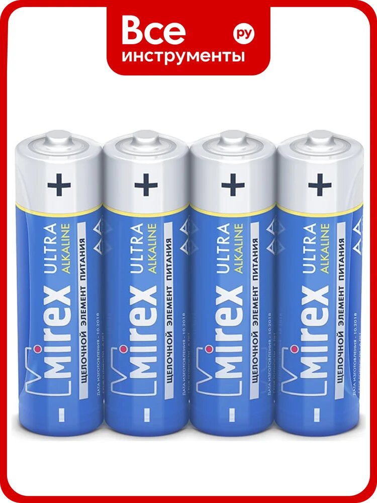 Батарея Mirex, щелочная LR6 / AA 1,5V 4 шт shrink 23702-LR6-S4