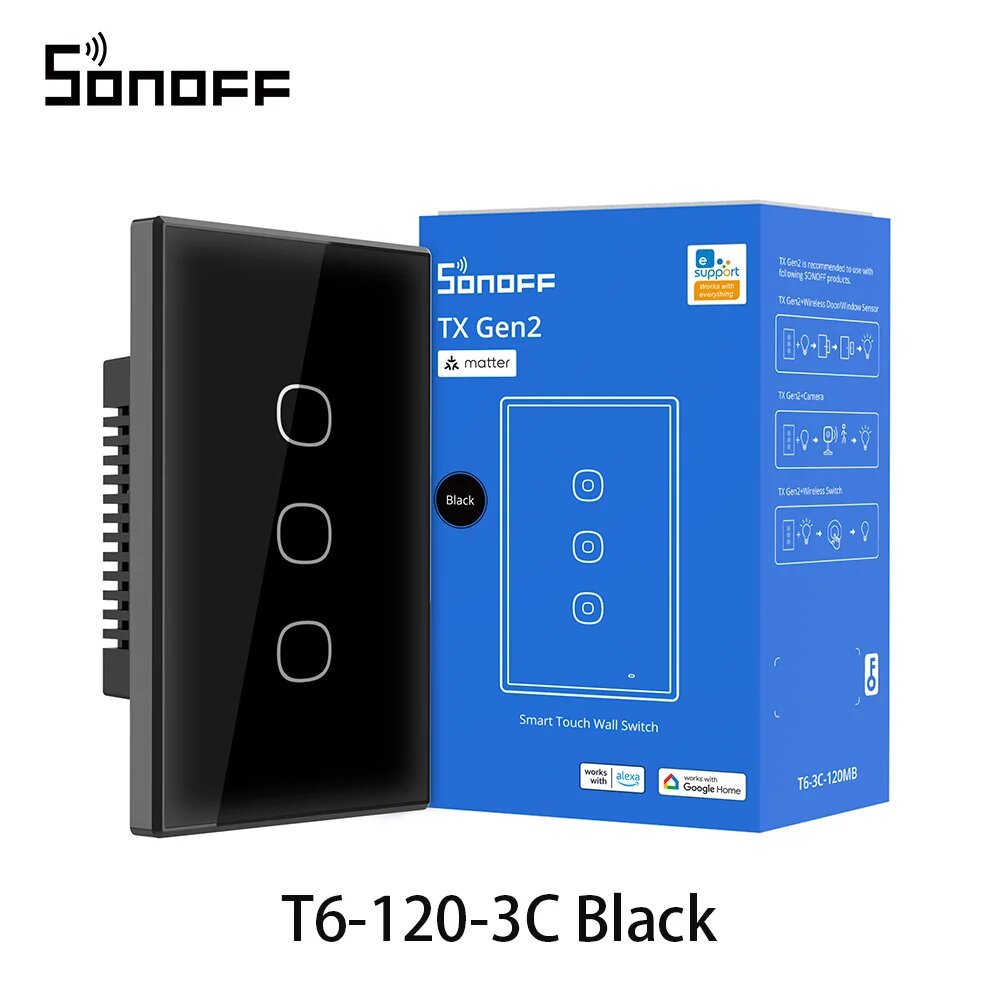 SONOFF T6 Black TX Gen2 Matter Умный выключатель