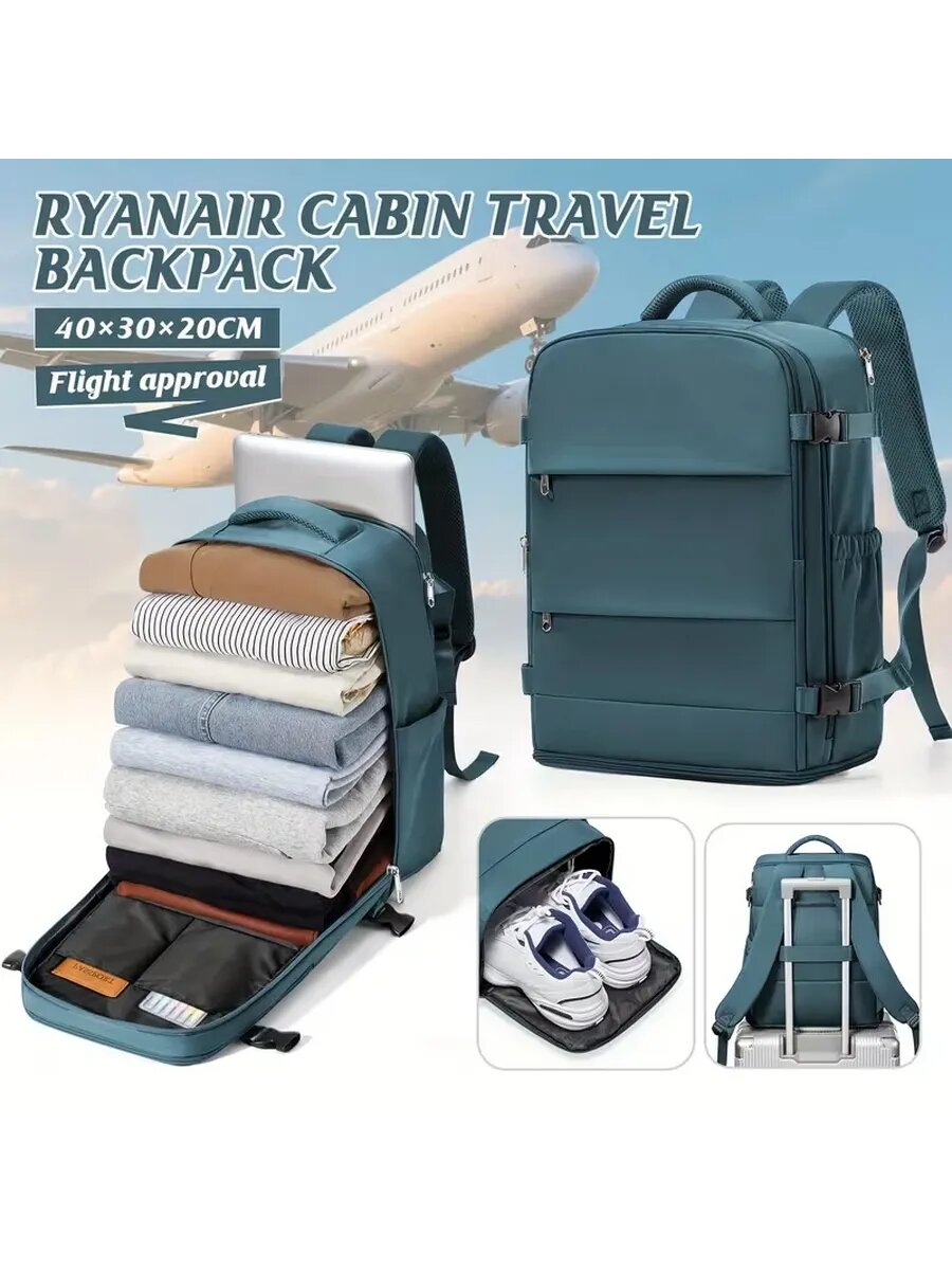 Черный рюкзак для ручной клади Ryanair 40x30x20см