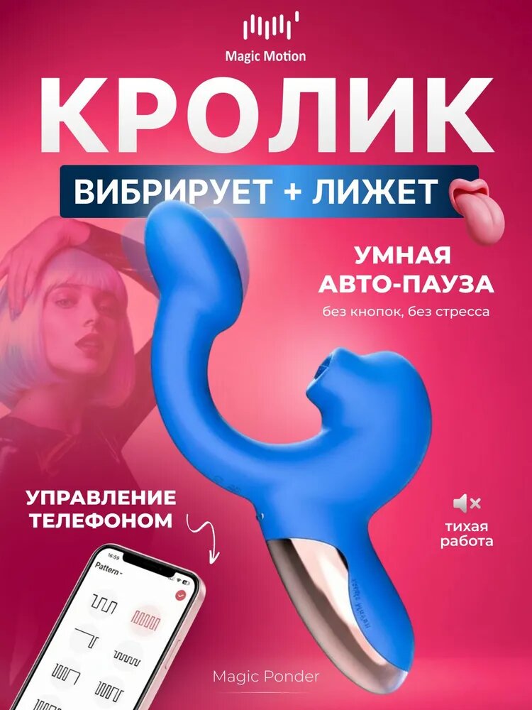 Вибратор кролик Magic Motion Ponder синий кролик стимулятор точки G и язык для кунилингуса