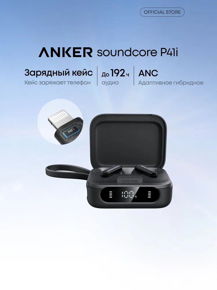 Soundcore Наушники беспроводные с микрофоном Anker Soundcore P41i, Bluetooth, USB Type-C, черно-серый