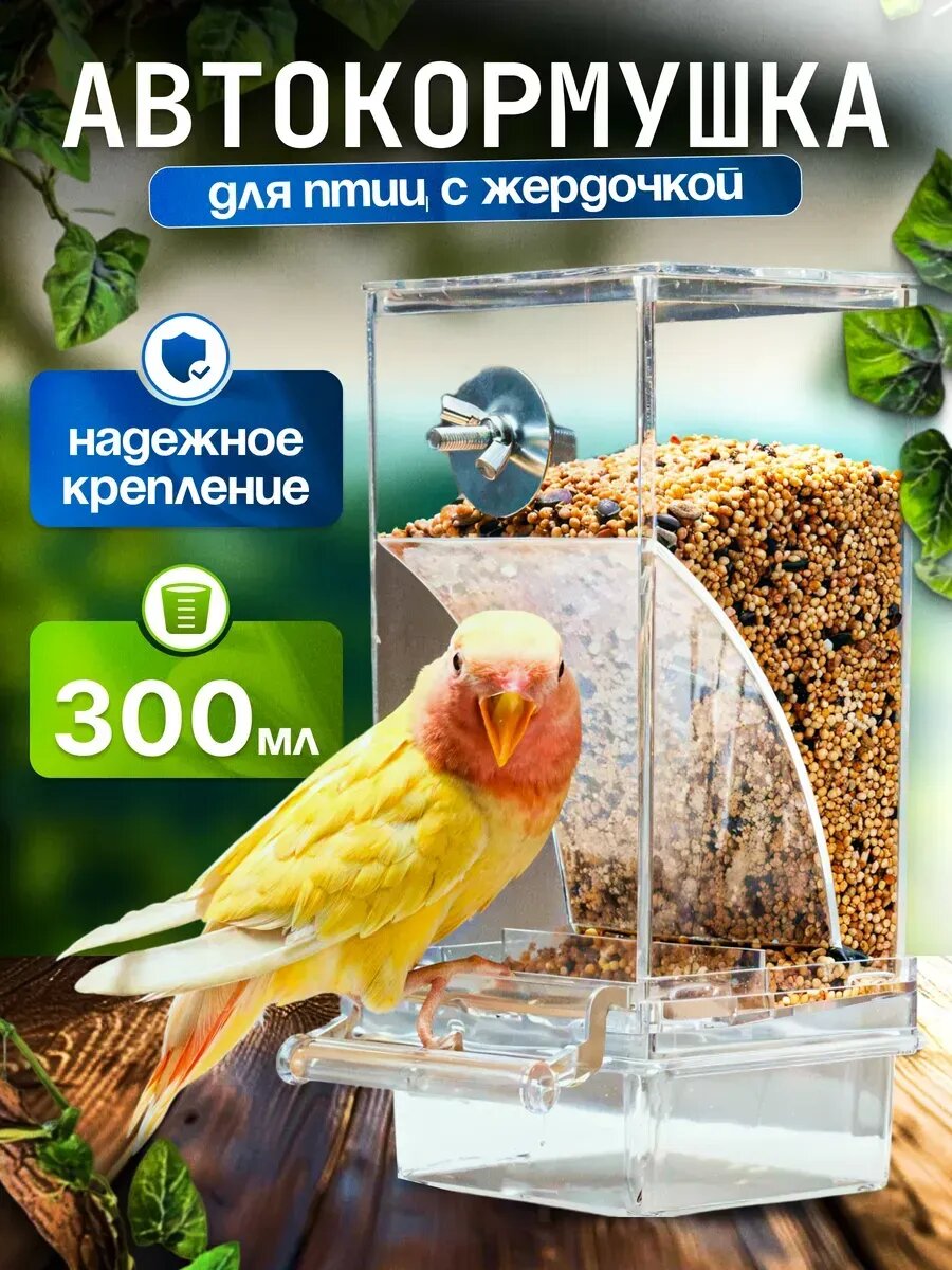 Кормушка для птиц попугая кореллы в клетку автокормушка