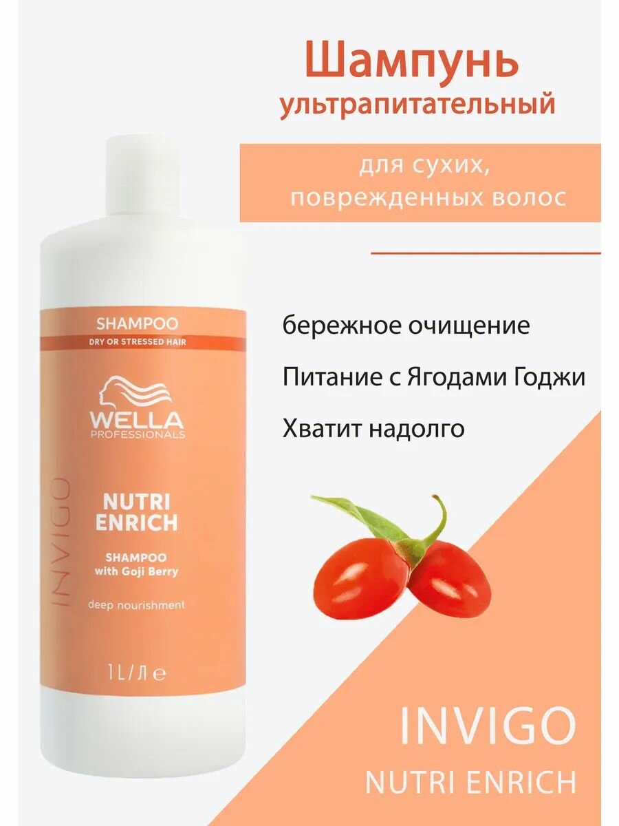 Wella Professionals INVIGO Шампунь ультрапитательный для сухих и поврежденных волос Nutri-Enrich Shampoo 1000 мл