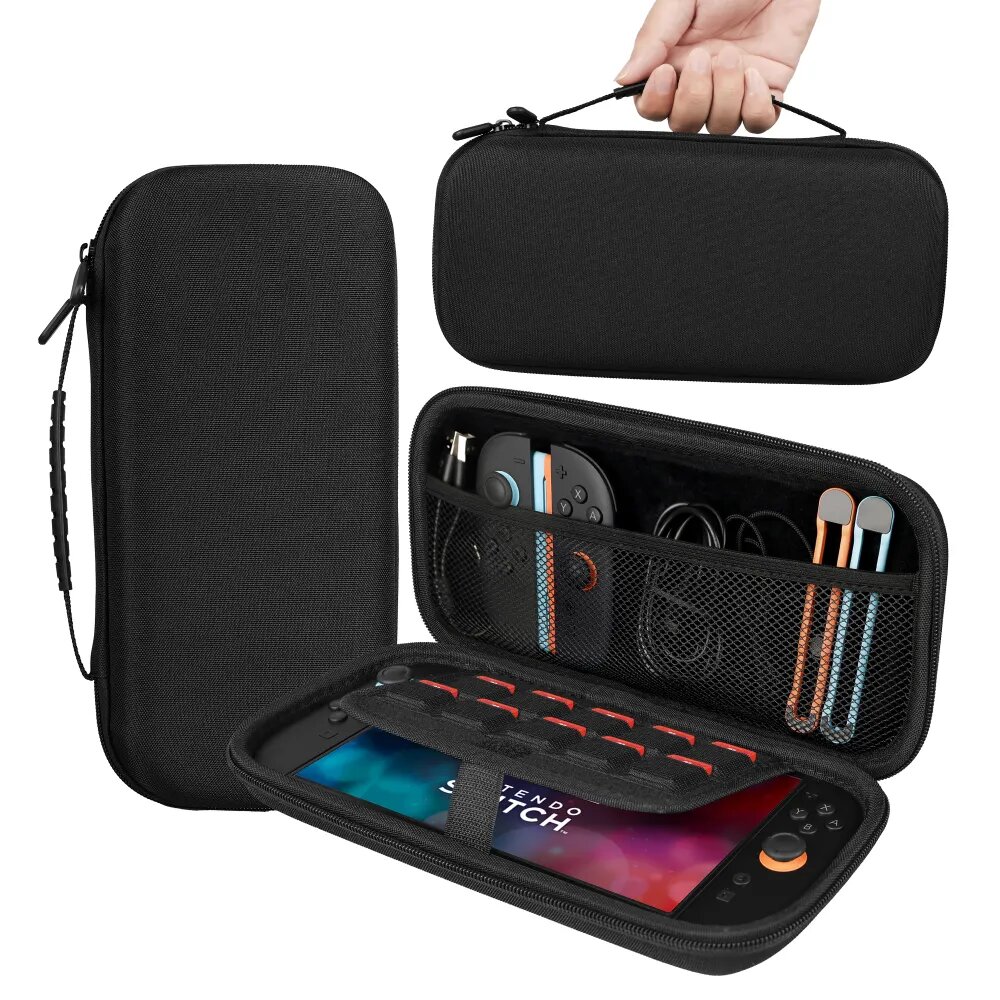 Защитный чехол для Nintendo Switch 2 OLED и Nintendo Switch (чехол для Нинтендо Свитч Олед), на молнии, черный