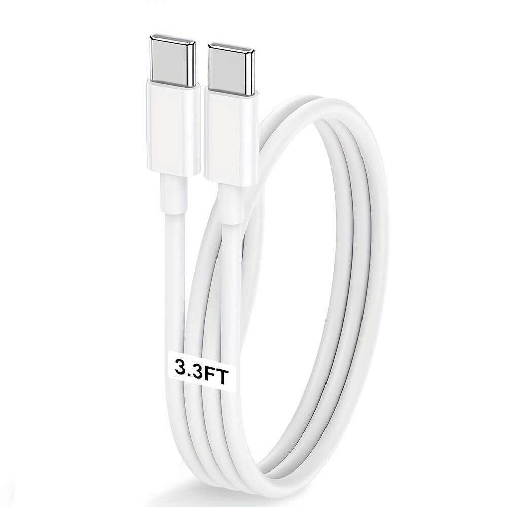 Кабель USB Type-C — USB Type-C для быстрой зарядки, длина 1 м, совместим с iPhone 16/15/15 Pro/15 Pro Max/15 Plus, iPad Pro, iPad Air 5, MacBook, 1 шт.