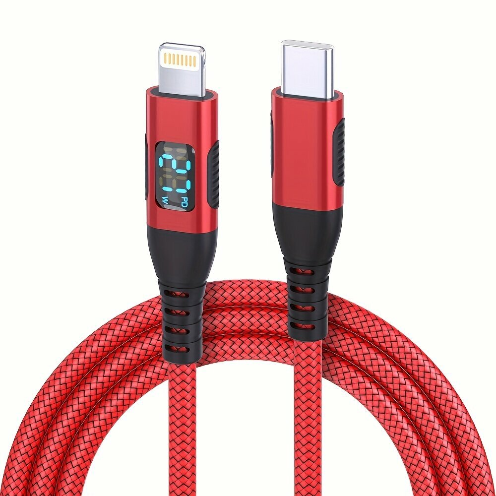 USB-C на Lightning кабель для быстрой зарядки, красный нейлоновый плетеный, 3 м, 1 шт, PD 27W, для iPhone 14 Pro/13 mini/13/12/11