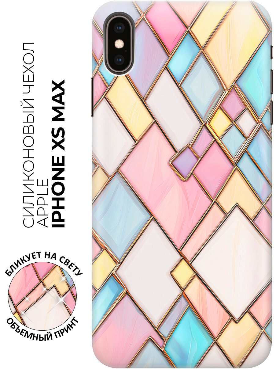 Силиконовый чехол на Apple iPhone XS Max с принтом "Мозаика ромбов"