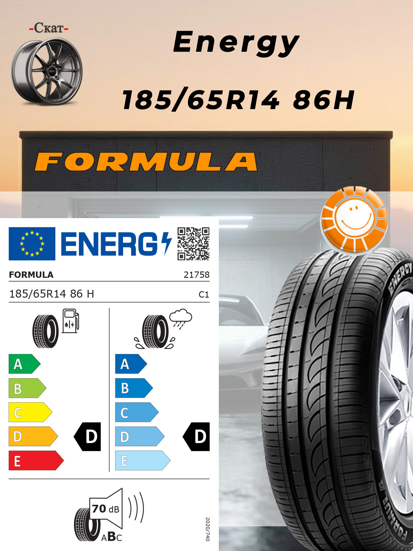 Автомобильные шины Автошина FORMULA 185/65R14 86H ENERGY лето
