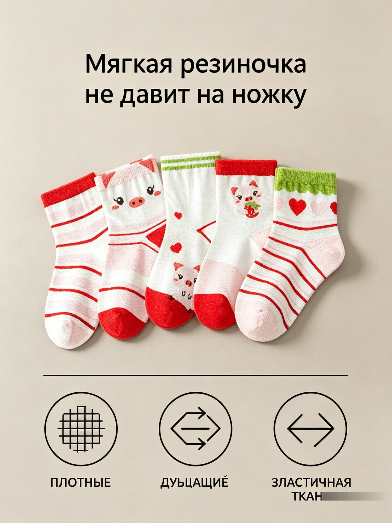 Носки Базовая коллекция, 5 пар, размер S_5 пар(3-5 лет), мультиколор — фото 1