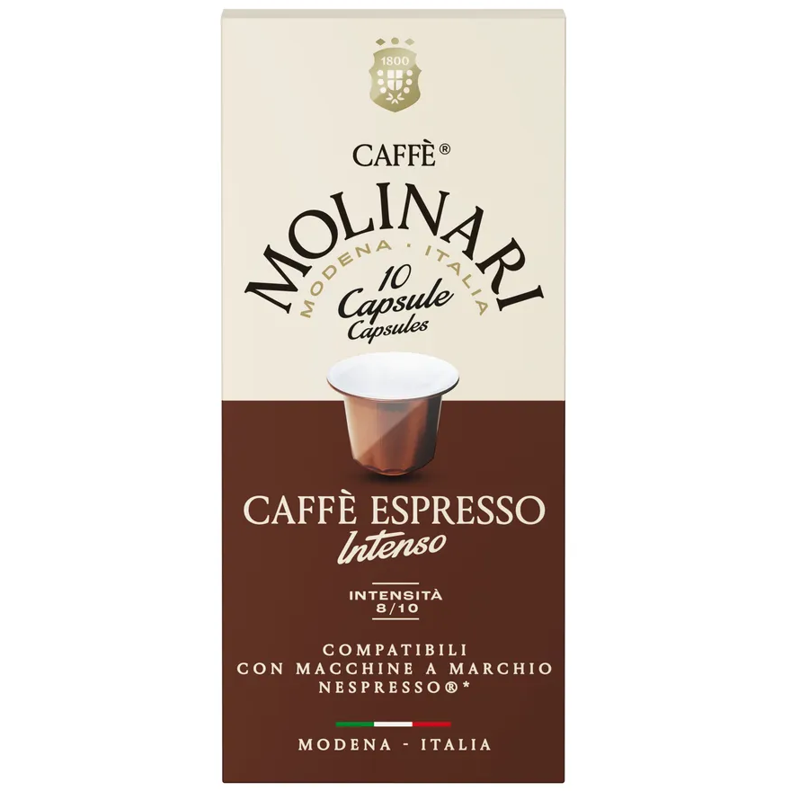 Кофе натуральный жареный в капсулах Molinari INTENSO (Oro), 10 штук