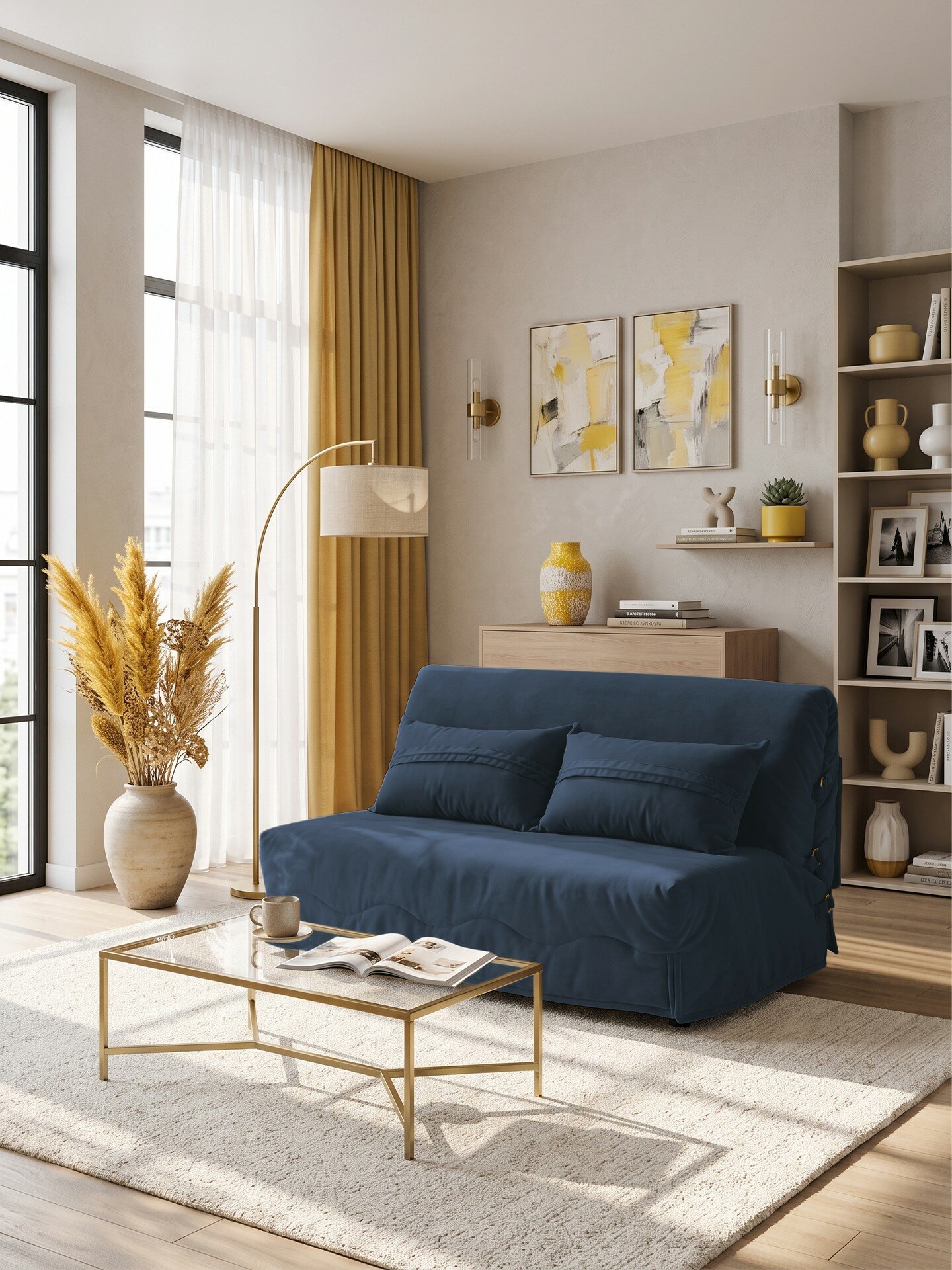 Диван Весна Лайт Velutto 54 NEW 185x115x95 см, синий Велютто, аккордеон GOODFORM