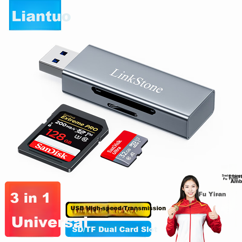 LinkStone USB двойной карт-ридер для TF/SD карт - металлический корпус, совместимость с телефонами, камерами, дронами и