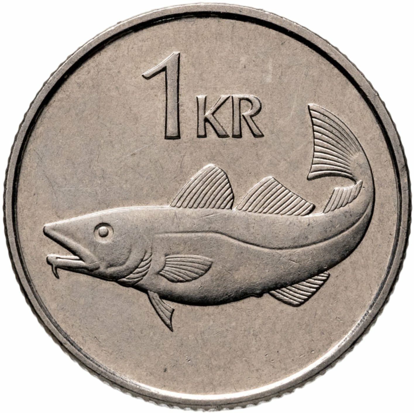 Исландия 1 крона 1989, Сталь, в сохранности AU