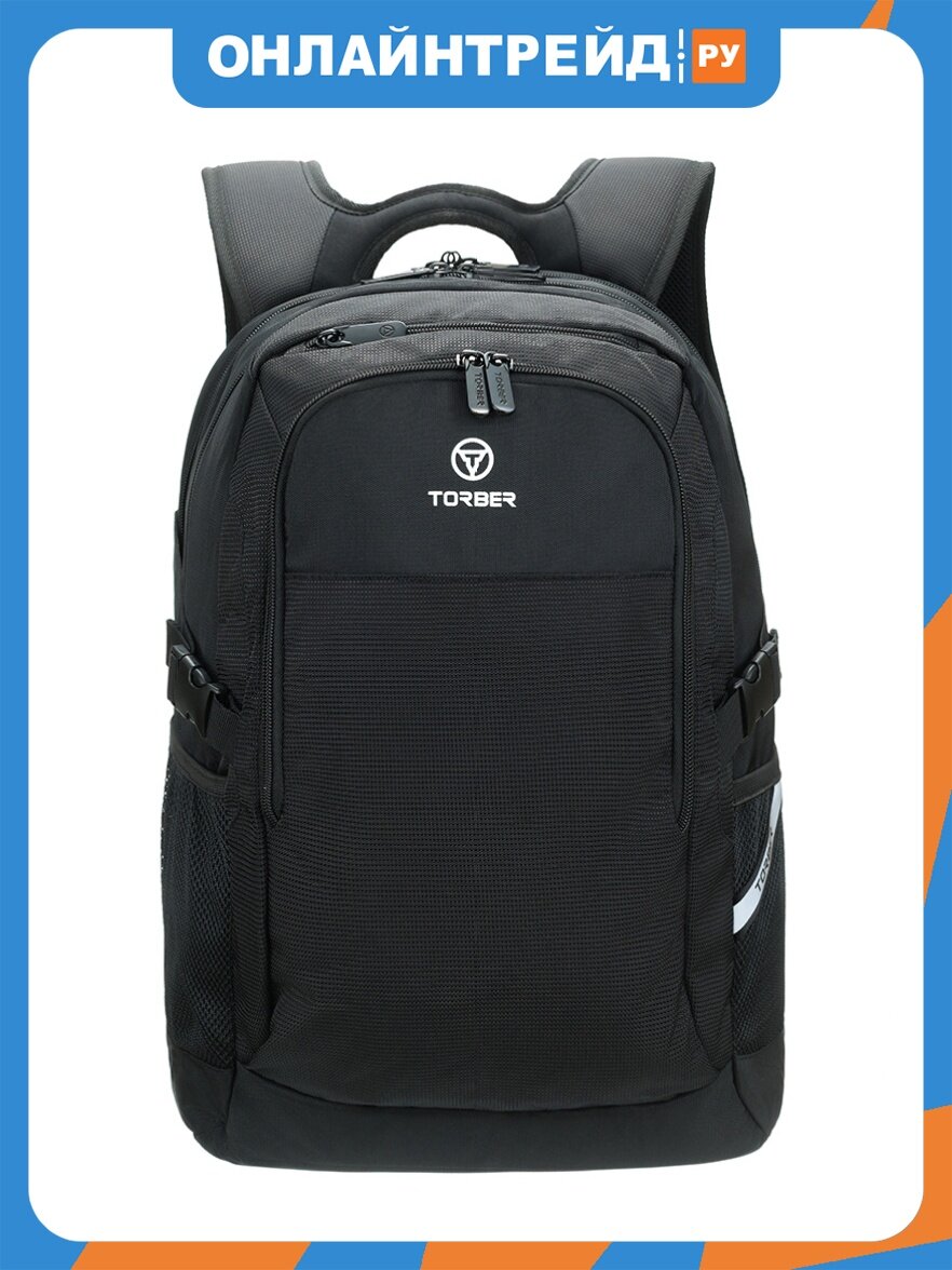 Рюкзак Torber мегаполис с отделением для ноутбука 16", чёрный, полиэстер, 47 х 34 x 28 см, шт