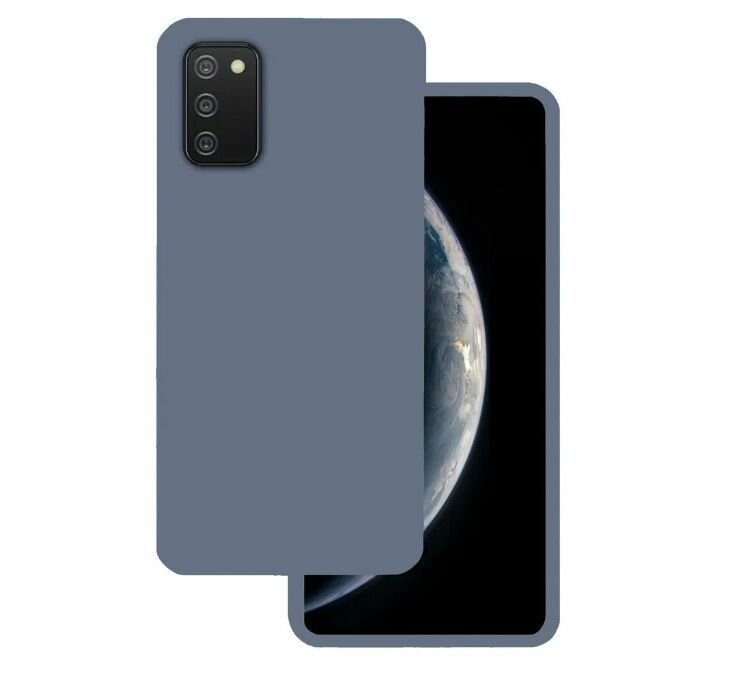 Силиконовый чехол для Samsung Galaxy A02S / Silicone Case для Самсунг Галакси А02С с бархатистым покрытием внутри, с микрофиброй, Серый