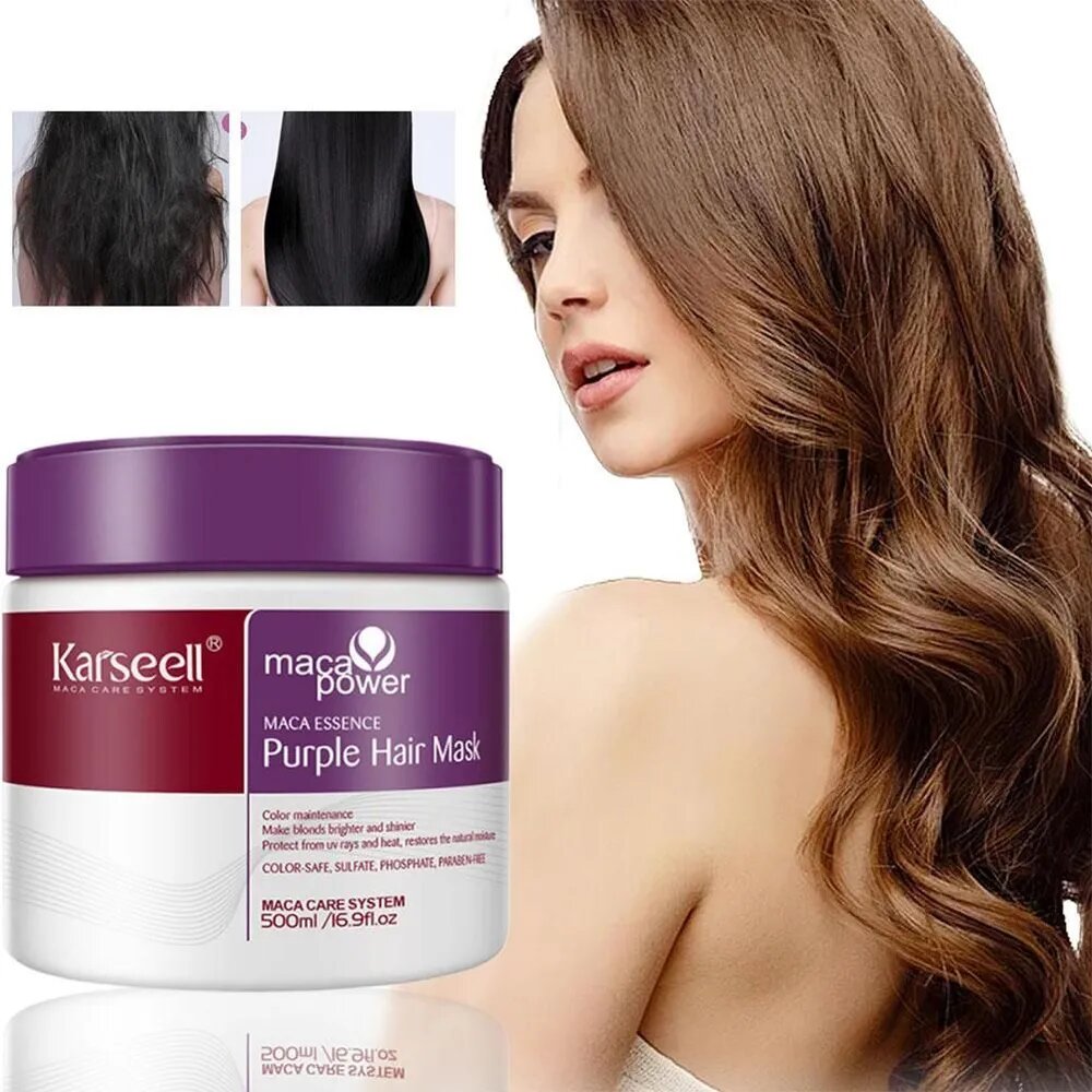 Karseell Maca Essence Purple Hair Mask for Blondes, 500ml/16.9fl. oz — фото 1