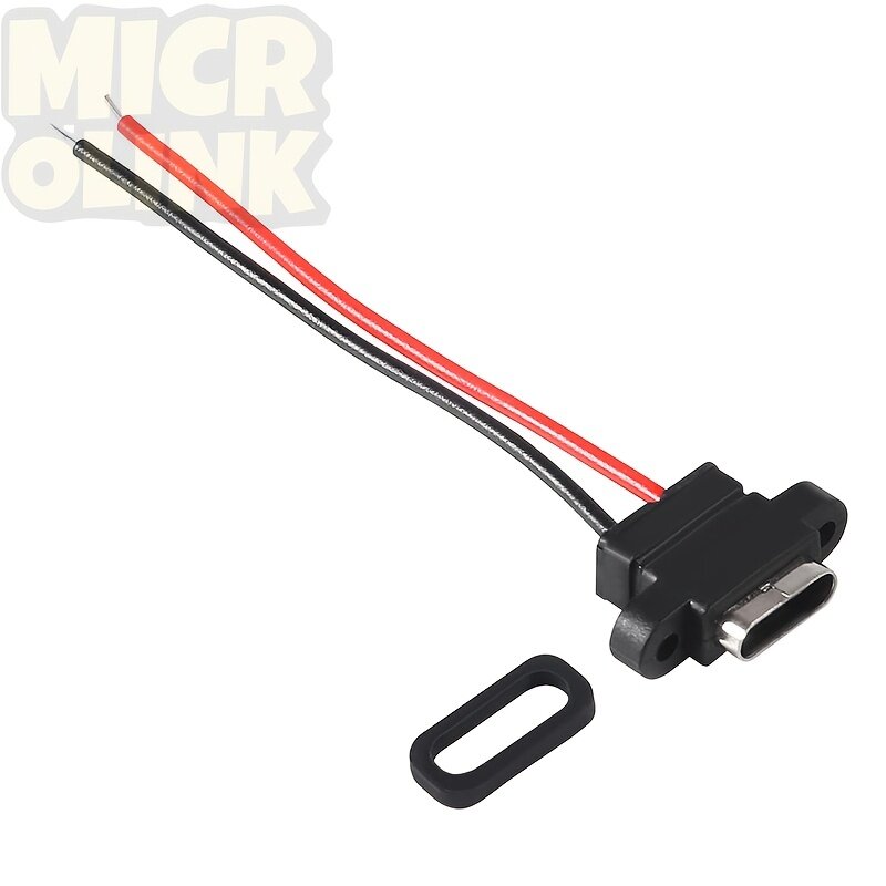 Разъем USB Type-C (мама) 2-контактный, 1 шт. для подключения удлинительного кабеля или кабеля питания, подходит для проектов