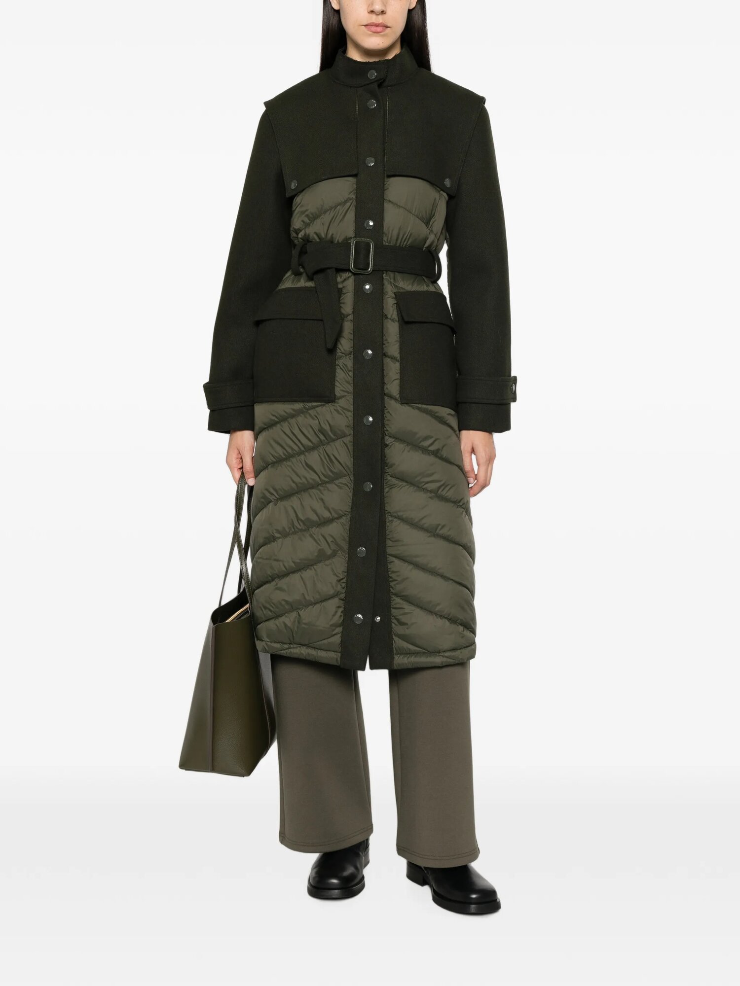 Пальто PATRIZIA PEPE Quilted panelled coat, размер 38 — фото 1